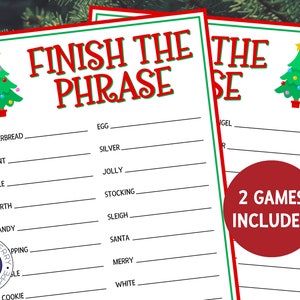 Christmas Finish the Phrase Game | TWO Games | Christmas Party Game ...