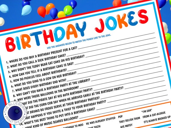 Birthday Jokes Fun Printable Birthday Game for Kids and - Etsy
