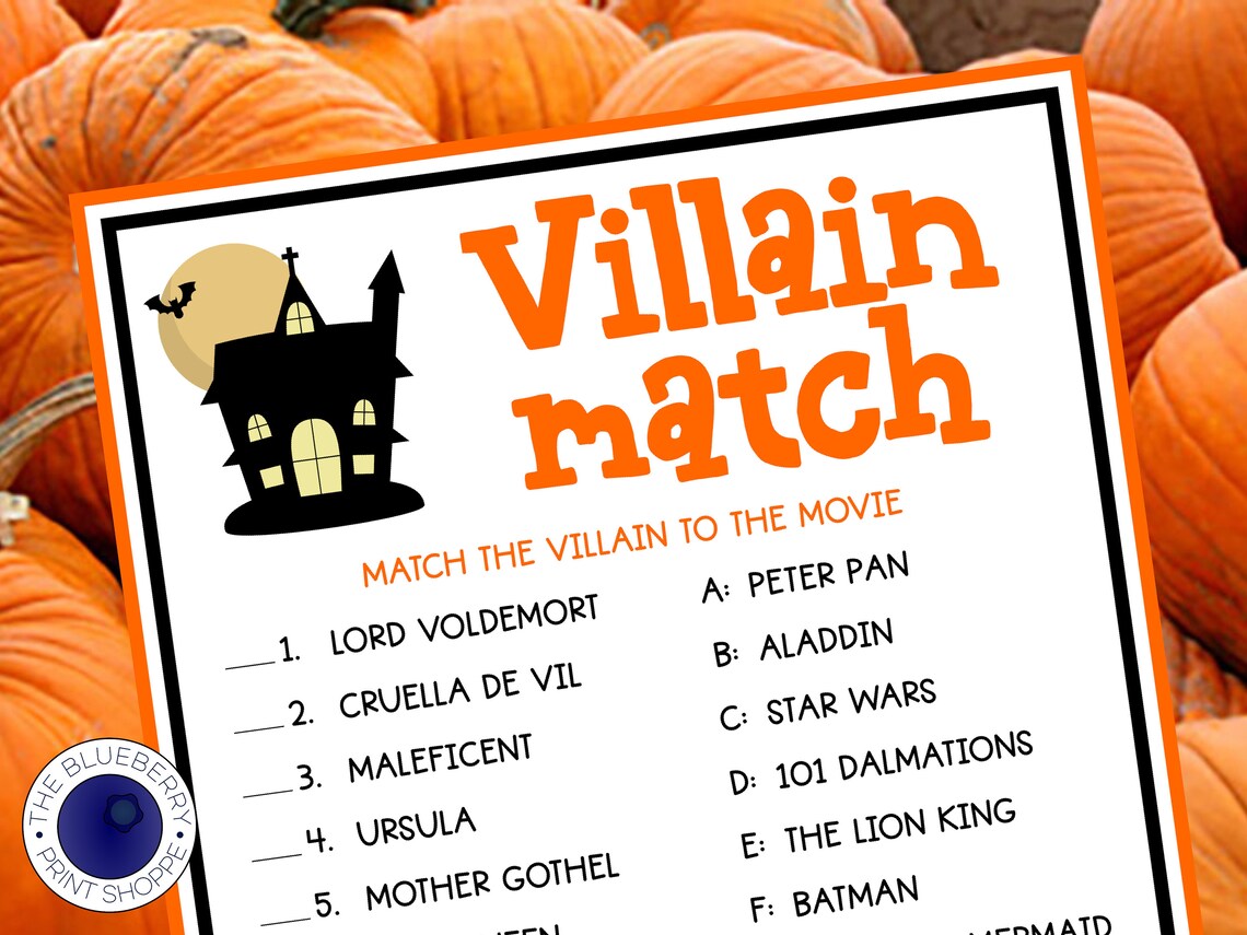 Villain Match Game | Halloween Game for Kids | Halloween Party Game ...