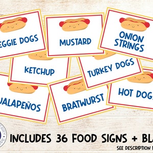 Hot Dog Party Signs | PRINTABLE | Hot Dog Bar Condiment Labels | Build ...