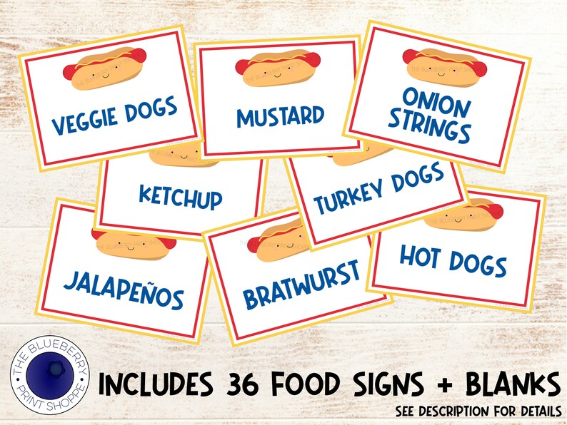 Hot Dog Party Signs PRINTABLE Hot Dog Bar Condiment Labels - Etsy