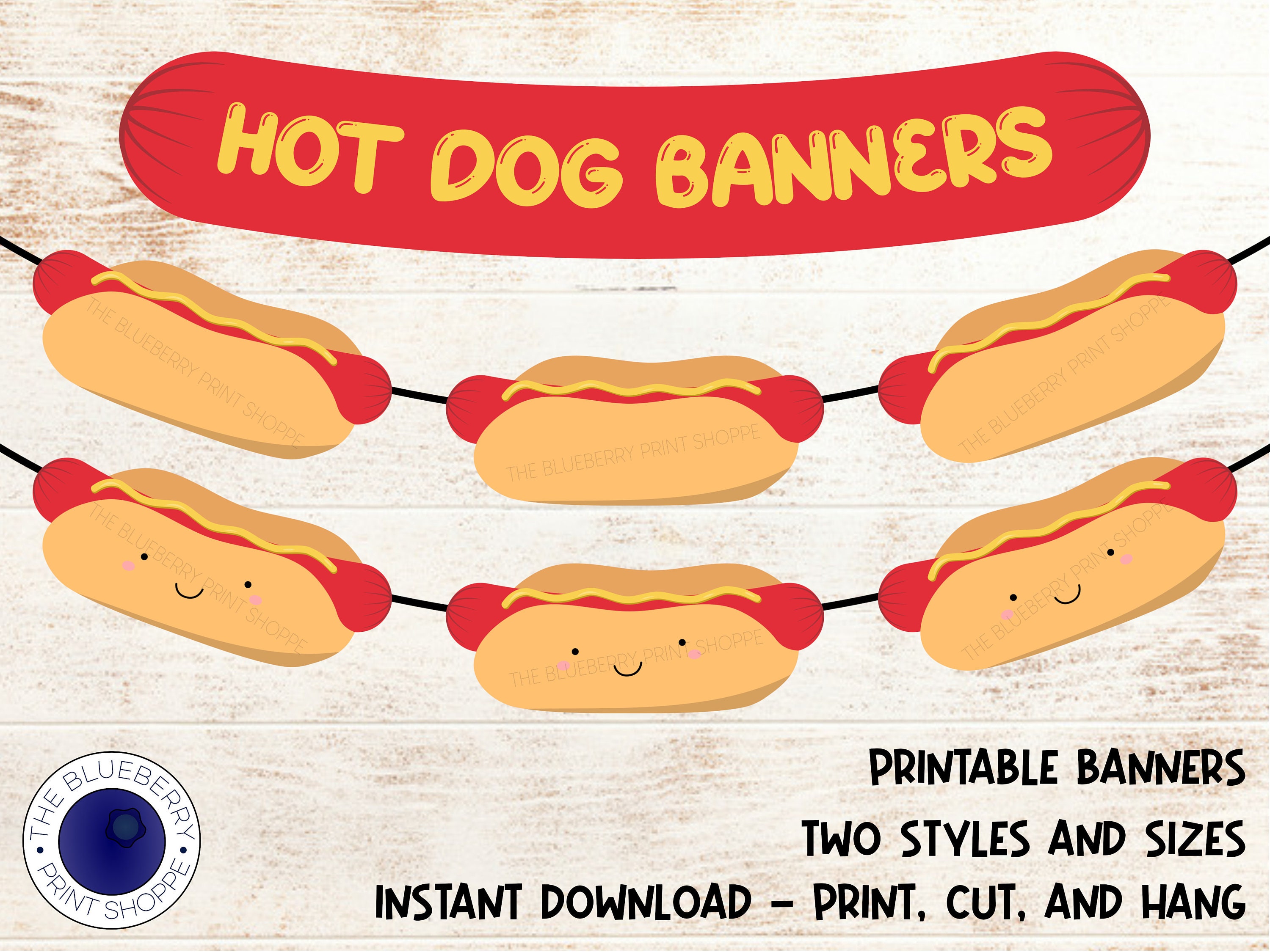Hot Dog Banners | Printable | Hot Dog Bar | Hot Dog Theme Party ...