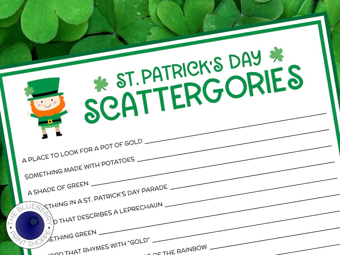 St. Patrick's Day Scattergories | Saint Patricks Day Game | St Paddy's ...