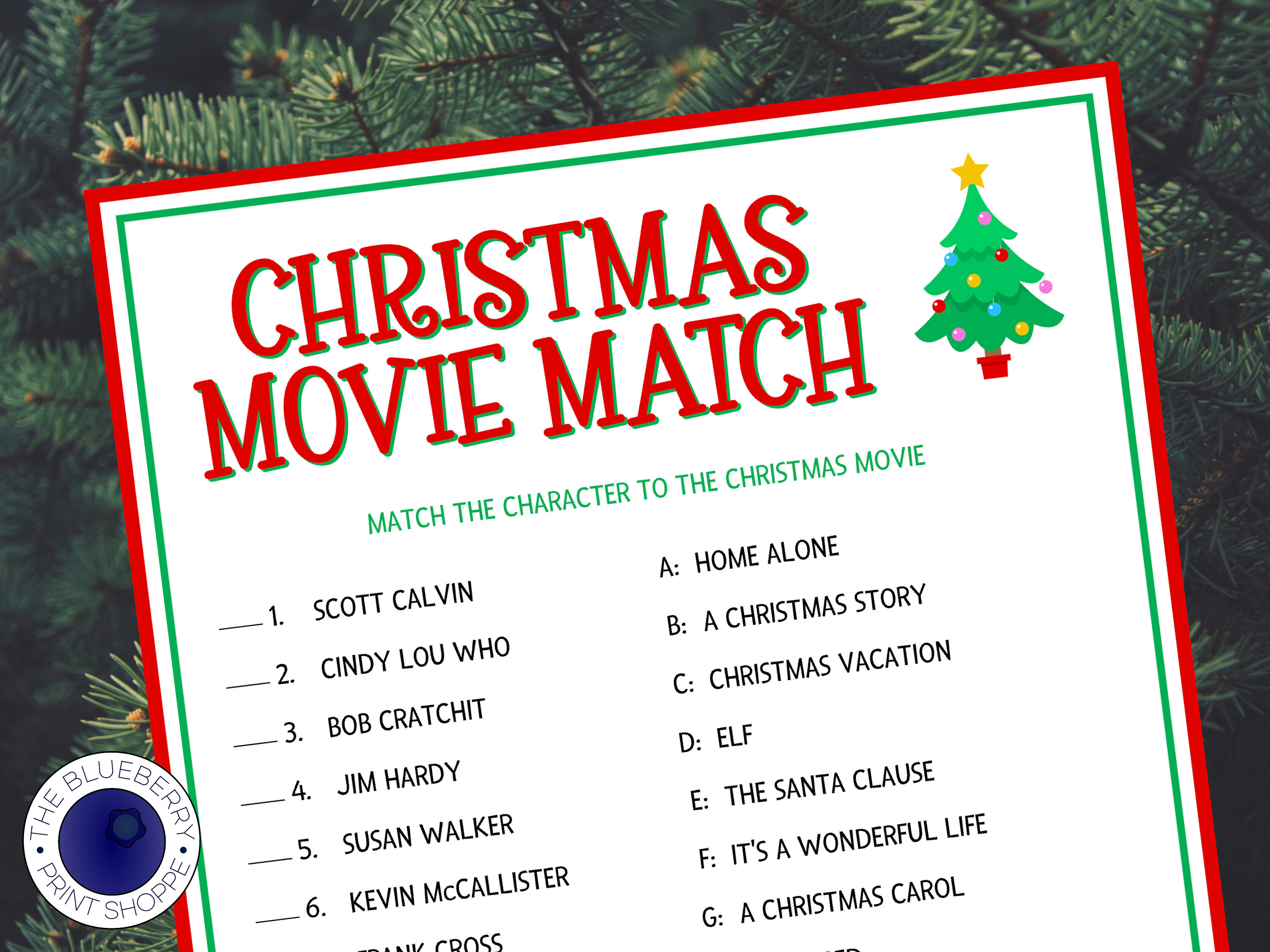 Christmas Movie Match Christmas Printable Game - Etsy