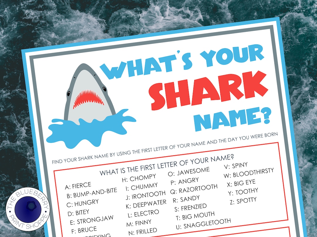 What's Your Shark Name Game WITH NAMETAGS & SIGN | Shark Week | Shark ...