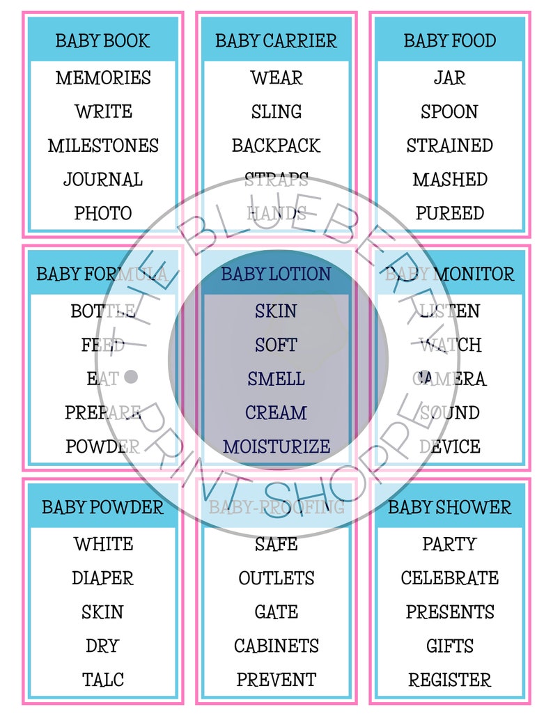 Baby Taboo Baby Shower Game Gender Reveal Party - Etsy