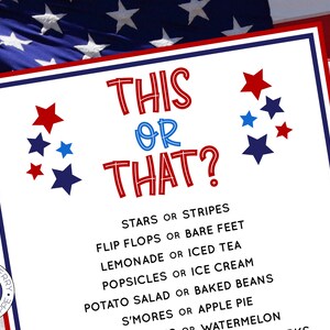 This or That? 4th of July Party Game | Independence Day | Patriotic ...