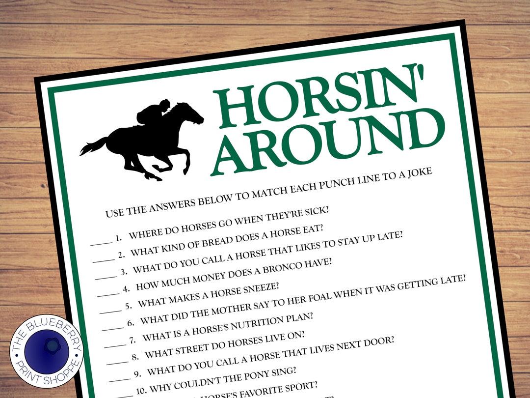 Belmont Stakes Party Game | Horse Jokes | Horse Riddles | Horse ...