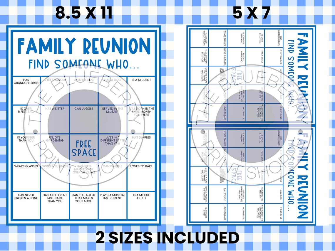 Family Reunion Game | Find Someone Who | Find the Guest | Family ...