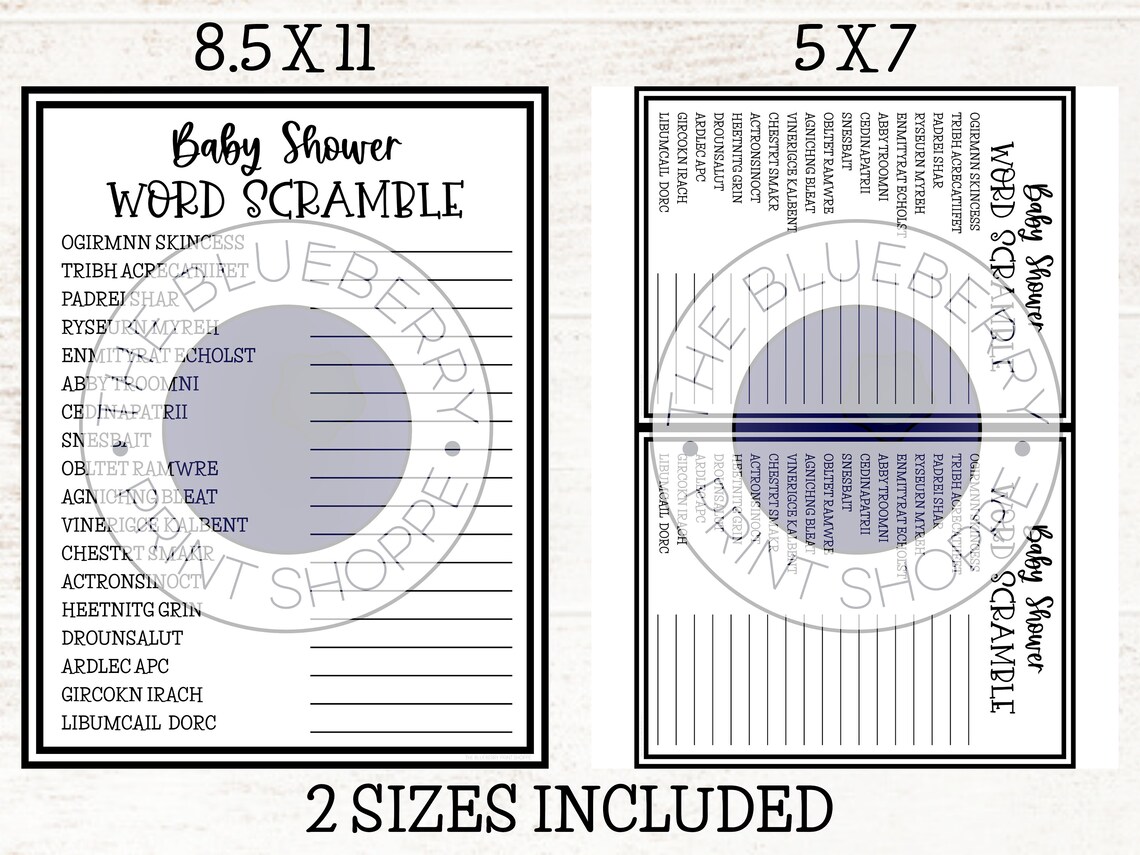 Baby Shower Game Baby Word Scramble Gender Reveal Party | Etsy