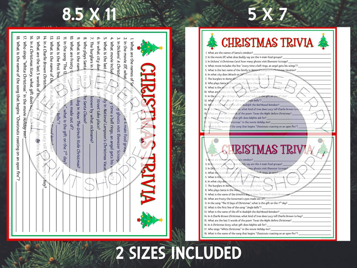 Christmas Trivia Holiday Party Game Christmas Party Game - Etsy