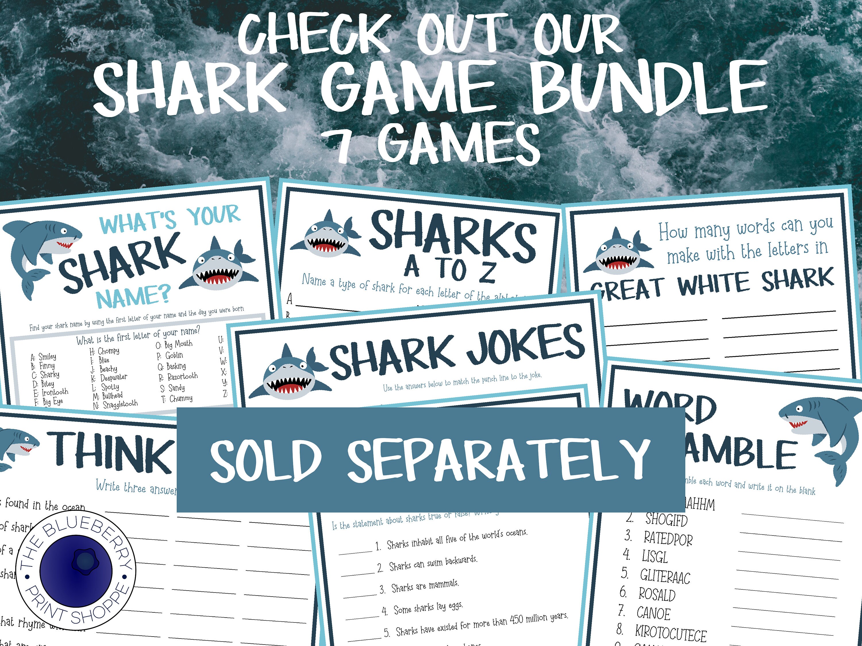 Sharks 7 Game Bundle Shark Games Shark Theme Activities - Etsy