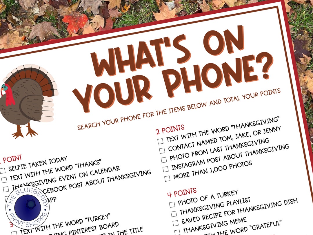 Thanksgiving What's on Your Phone - Etsy