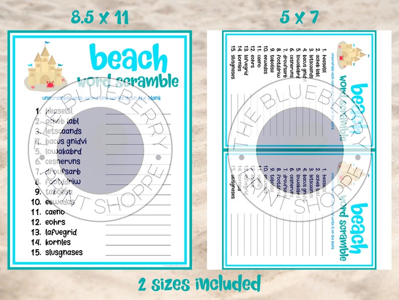 Beach Word Scramble Game Beach Bash Beach Theme Party - Etsy