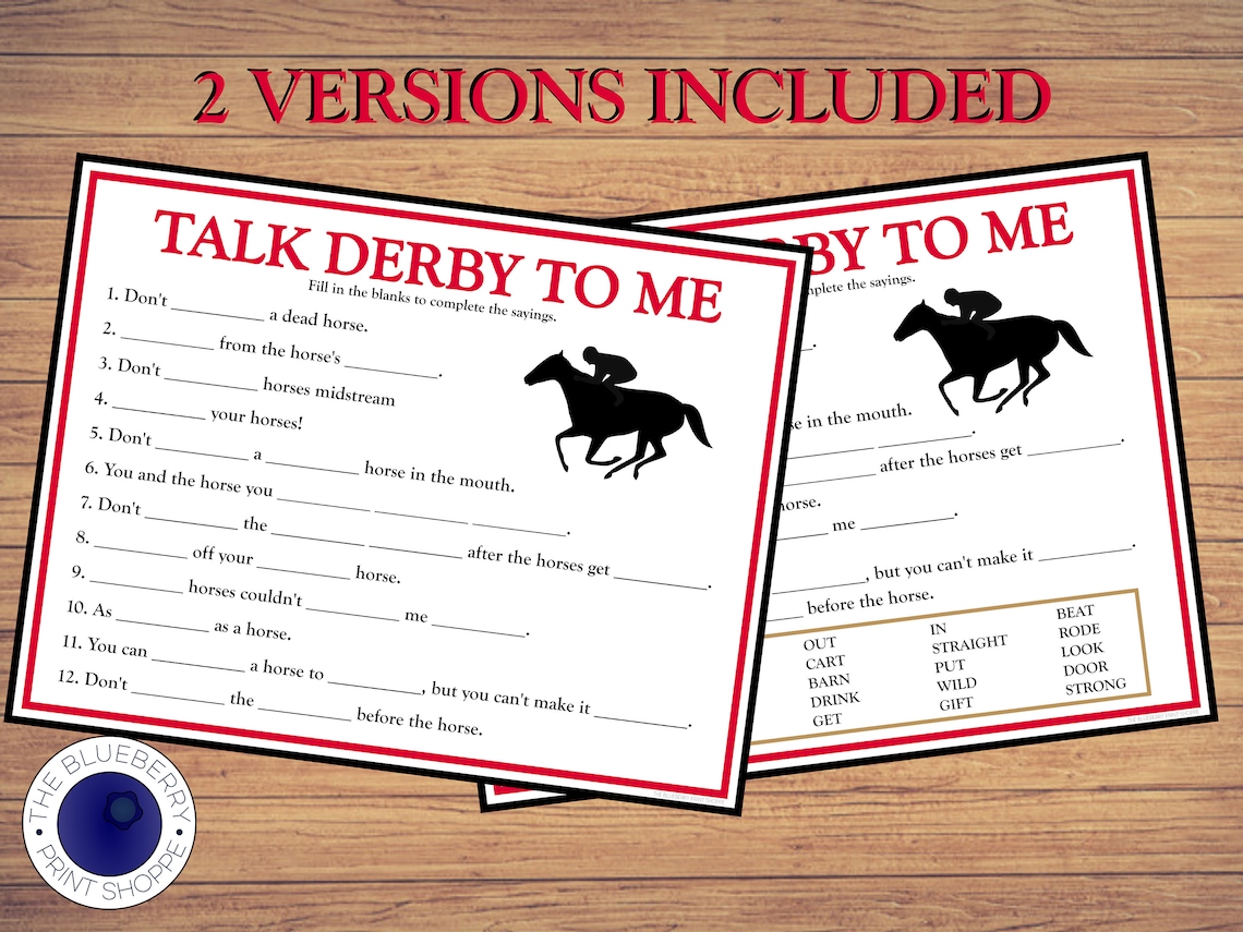 Kentucky Derby Talk Derby to Me Word Game Kentucky Derby - Etsy