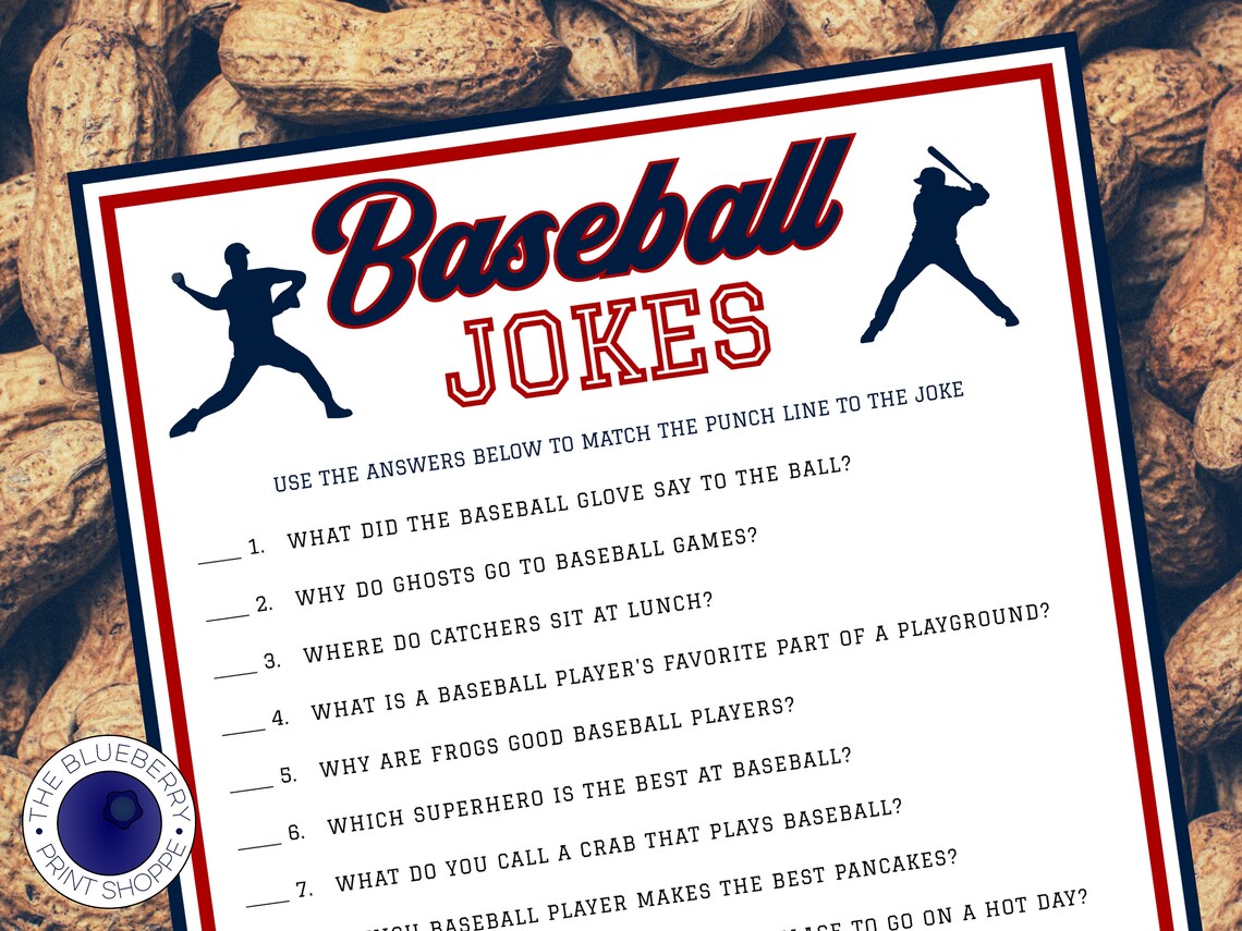Baseball Jokes Baseball Theme Party Game Baseball Birthday - Etsy