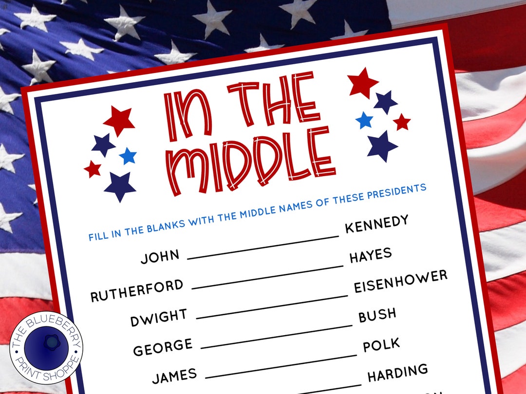 In the Middle Presidents' Middle Names Game Presidential Trivia Fourth ...