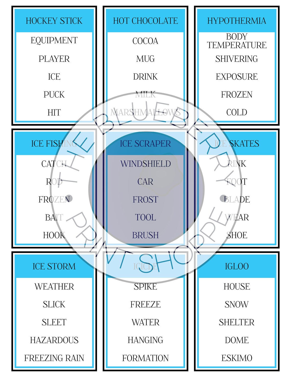 Winter Taboo Game Printable Game Classroom Game Party - Etsy