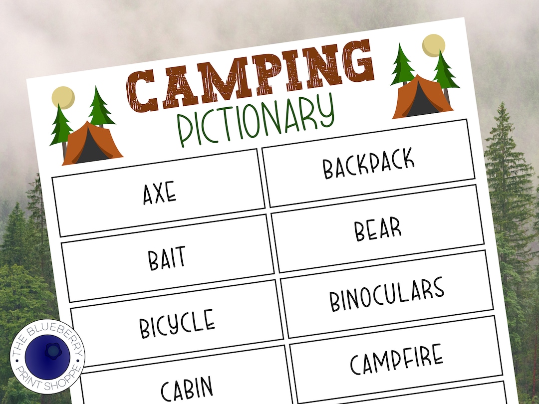 Camping Pictionary Game | 46 Camping-related Words to Draw | Printable ...