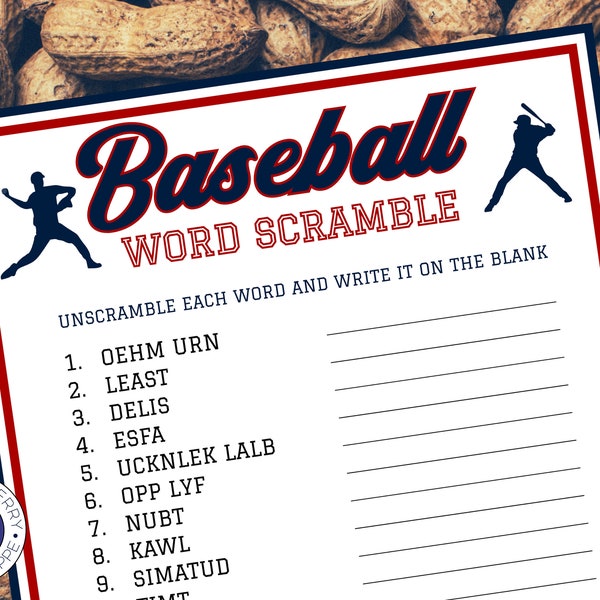 Baseball Word Scramble Game - Etsy