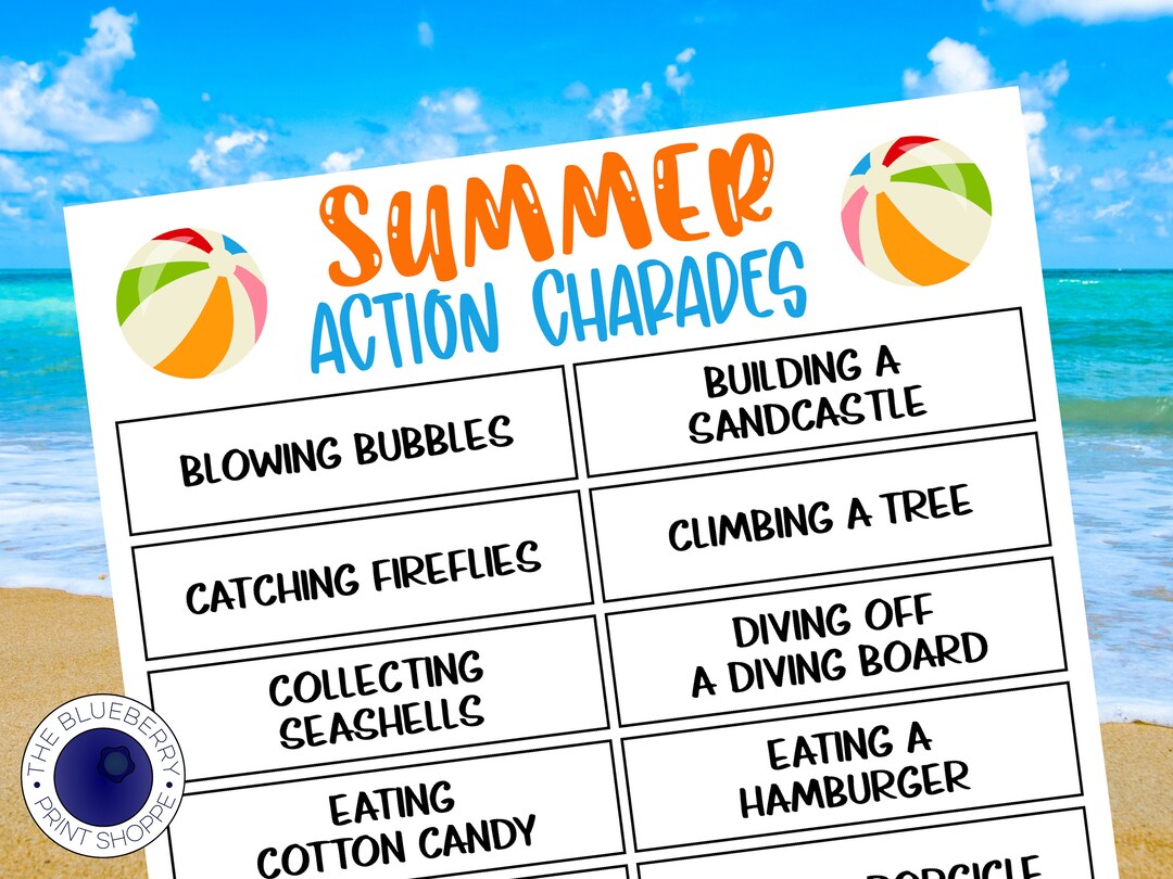 Summer Charades | 44 Fun Phrases to Act Out | Printable Summer Game ...