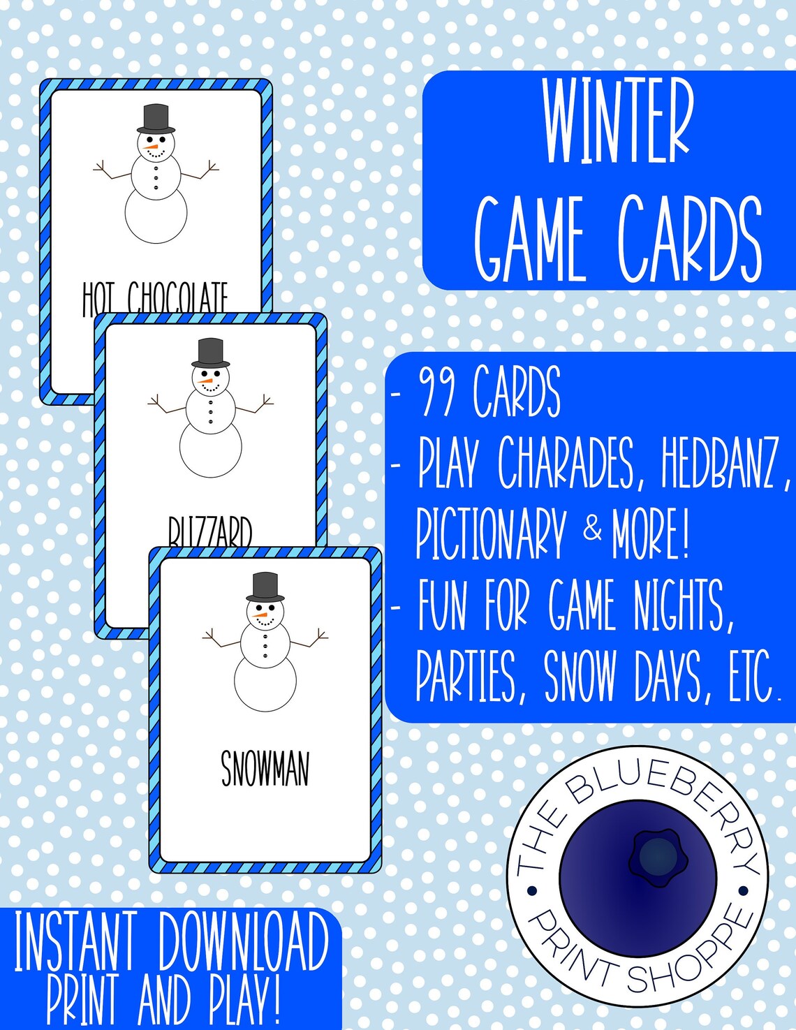 Winter Printable Game Winter Party Game Charades | Etsy
