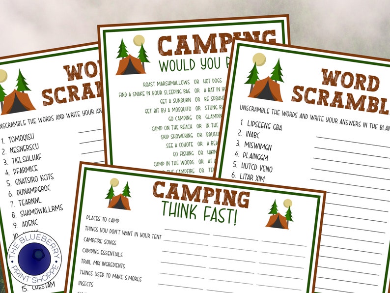 Camping 14 Game Bundle | Camping Games | Camping Theme Birthday Party ...