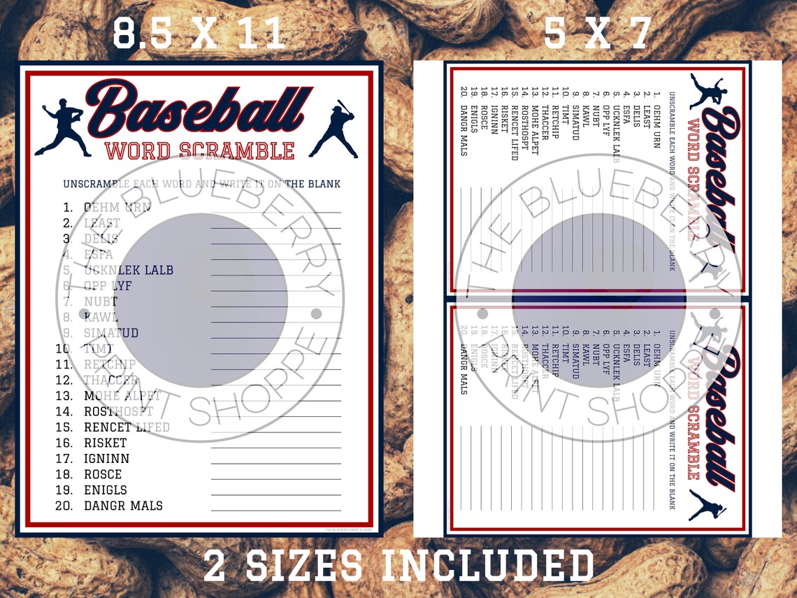 Baseball Word Scramble Game | Printable - Etsy