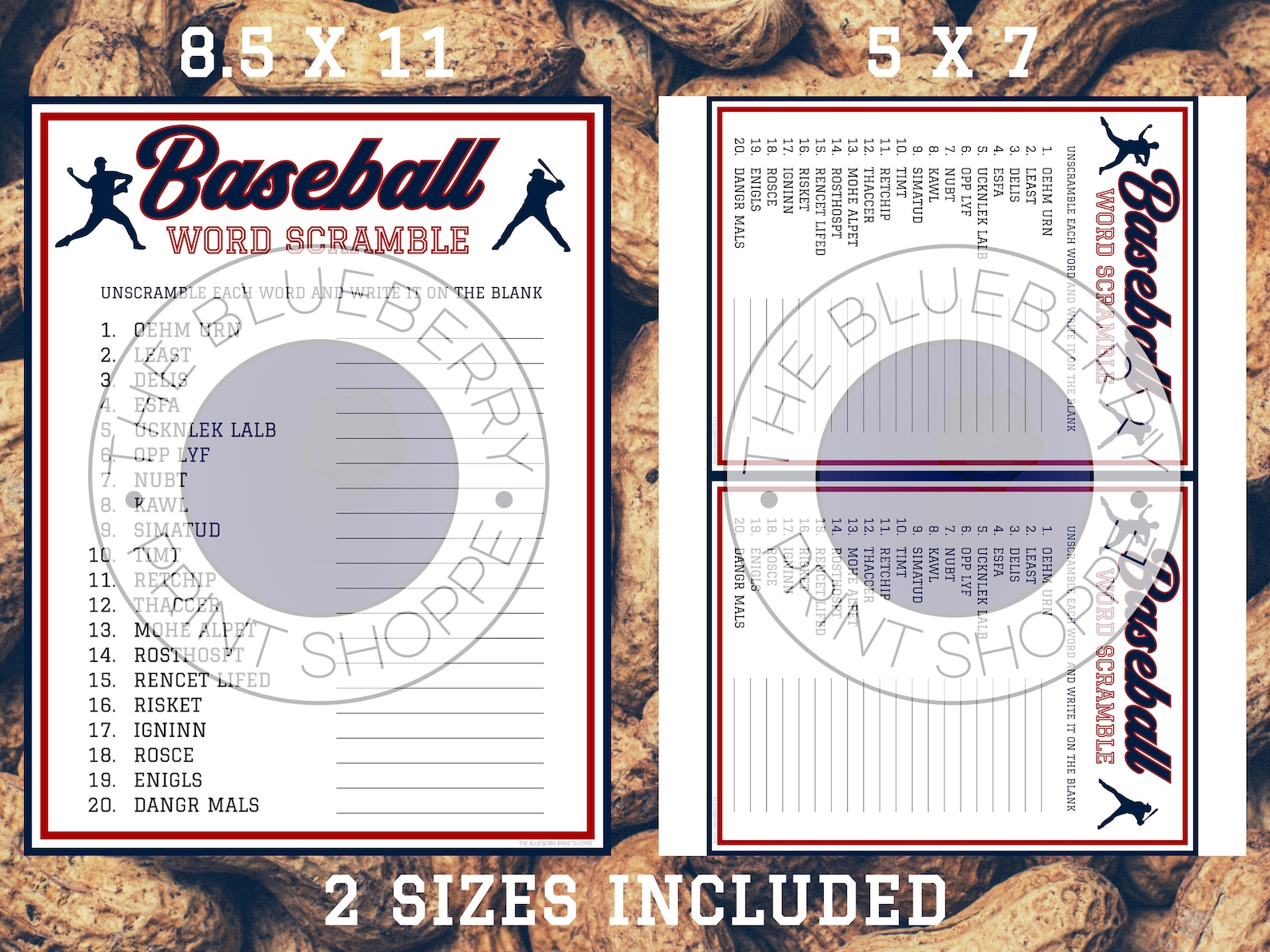 Baseball Word Scramble Game Printable - Etsy