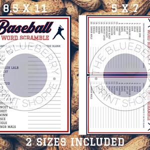 Baseball Word Scramble Game | Printable - Etsy