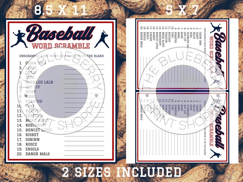 Baseball Word Scramble Game Printable - Etsy