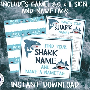 What's Your Shark Name Game WITH NAMETAGS & SIGN | Shark Week | Shark ...