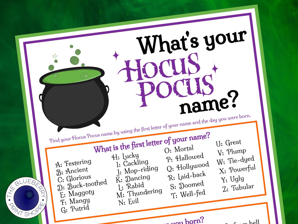 Hocus Pocus Game What's Your Hocus Pocus Name Game WITH - Etsy