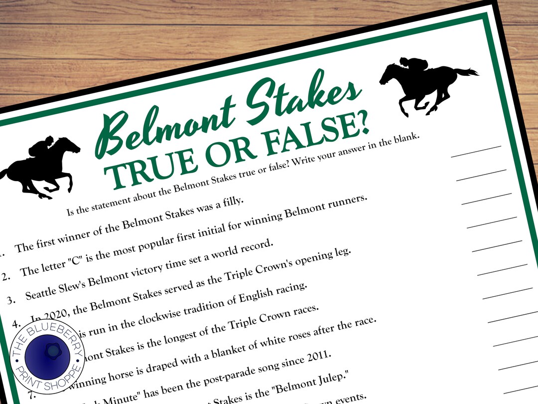 Belmont Stakes Trivia True or False Game | Belmont Stakes Party Game ... Belmont Stakes Trivia True or False Game | Belmont Stakes Party Game ...