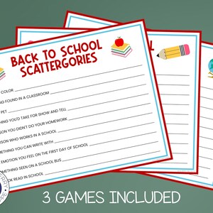 Back to School Scattergories - THREE GAMES - 30 Questions - Fun ...