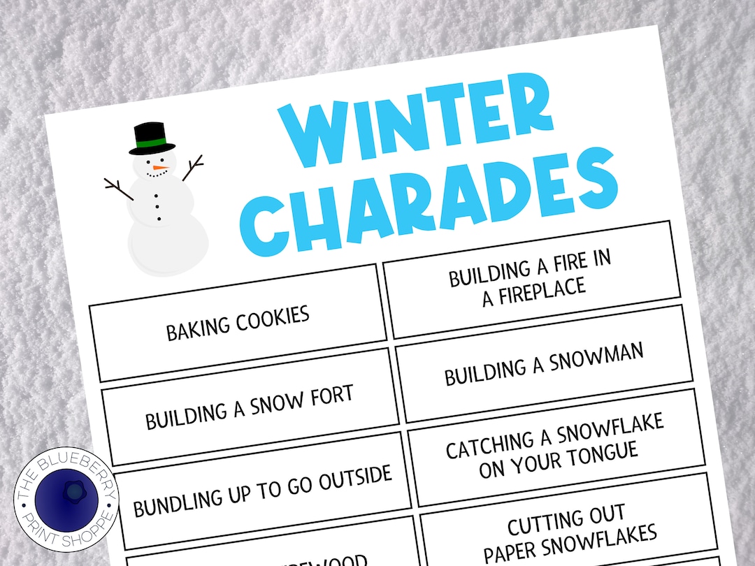 Winter Charades | Winter Action Charades | Pictionary | Classroom Fun ...