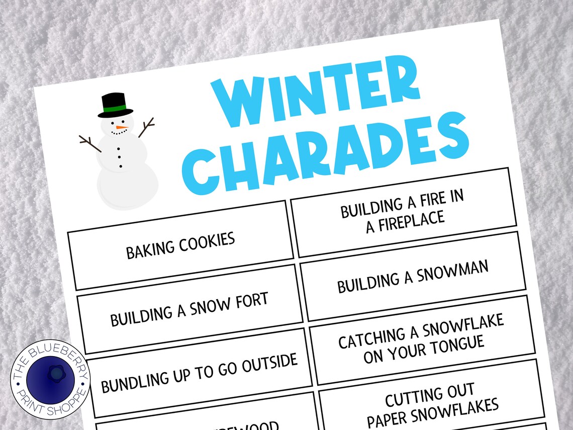 Winter Charades Winter Action Charades Pictionary - Etsy