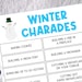 Winter Charades Winter Action Charades Pictionary Classroom Fun Snow ...