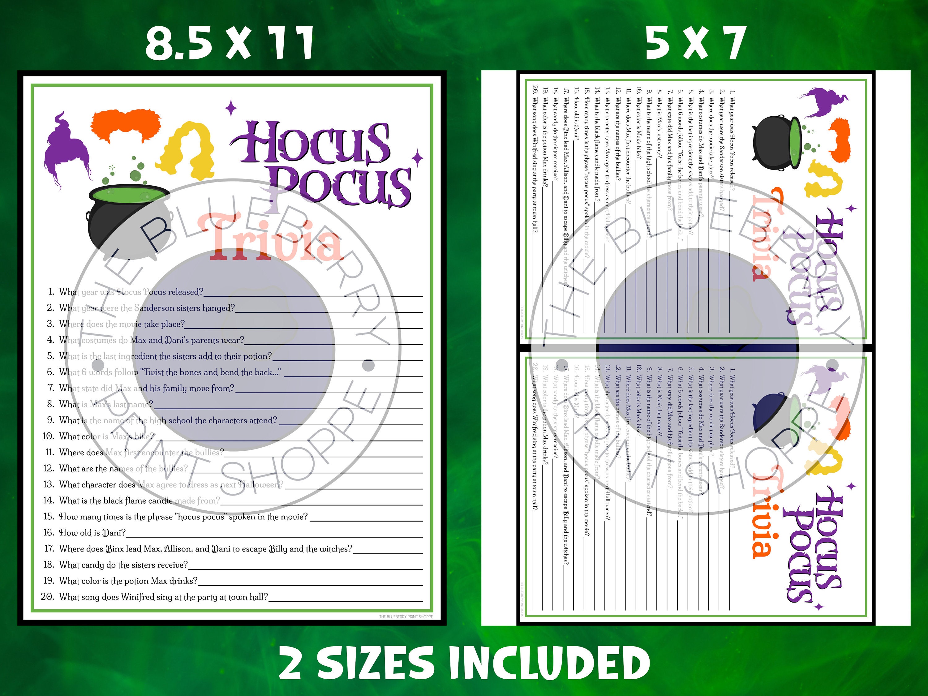 Hocus Pocus Trivia Game Hocus Pocus Party Game Hocus Pocus - Etsy