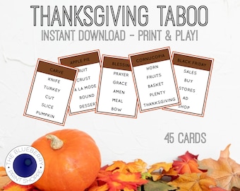 Thanksgiving Taboo Classroom Game Class Party Family Fun | Etsy