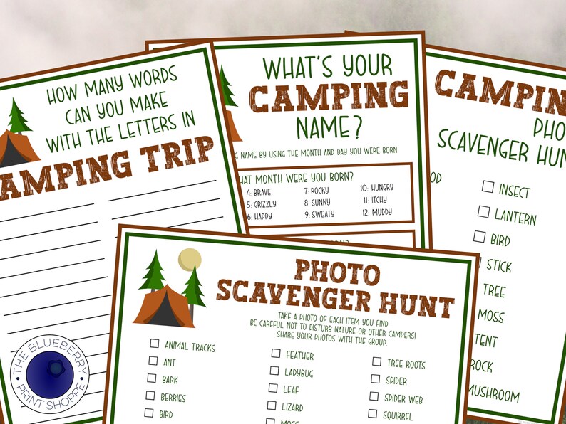 Camping 14 Game Bundle | Camping Games | Camping Theme Birthday Party ...