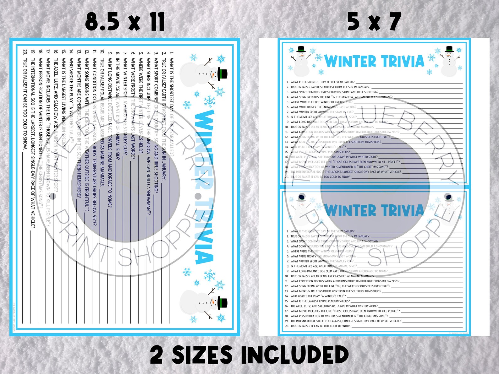 Winter Trivia | Holiday Party Game | Winter Party Game | Printable ...