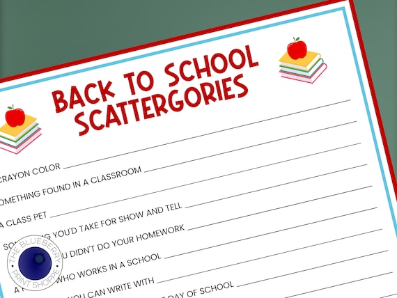 Back to School Scattergories THREE GAMES 30 Questions - Etsy