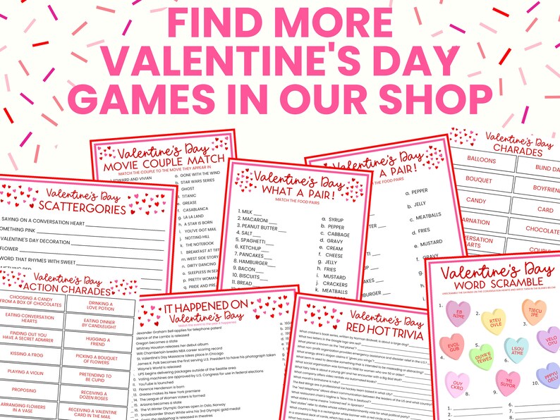 Valentine's Day Game | Party Game | Classroom Game | Food Pairs ...