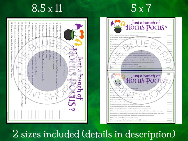 Hocus Pocus Game Bundle 5 PRINTABLE Games Hocus Pocus - Etsy
