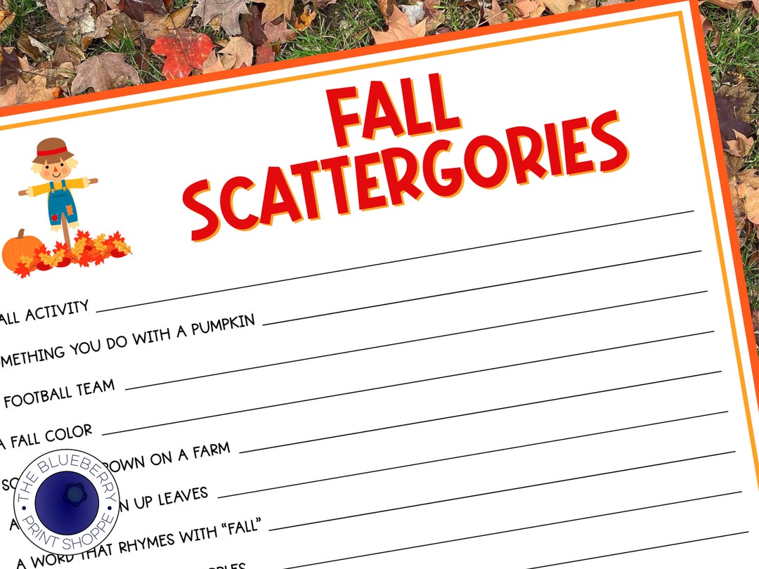 Fall Scattergories | TWO GAMES | Fall Activity | Fall Party Game ...