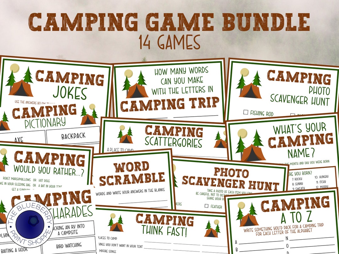 Camping 14 Game Bundle | Camping Games | Camping Theme Birthday Party ...