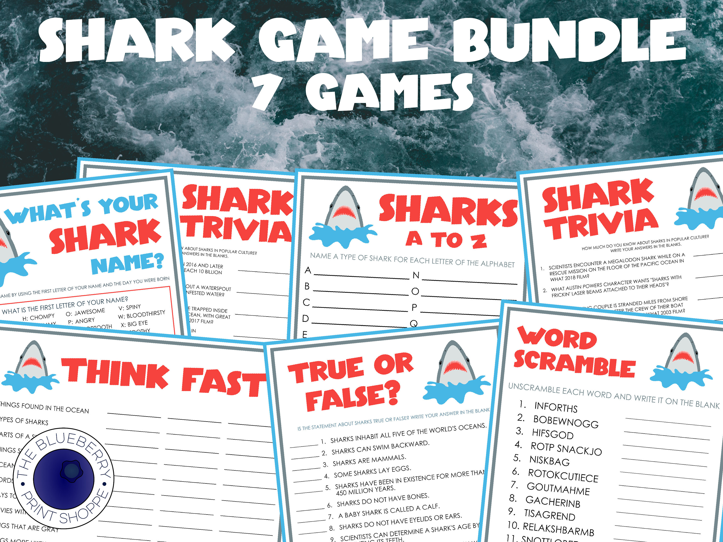 Sharks 7 Game Bundle Shark Games Shark Theme Activities - Etsy