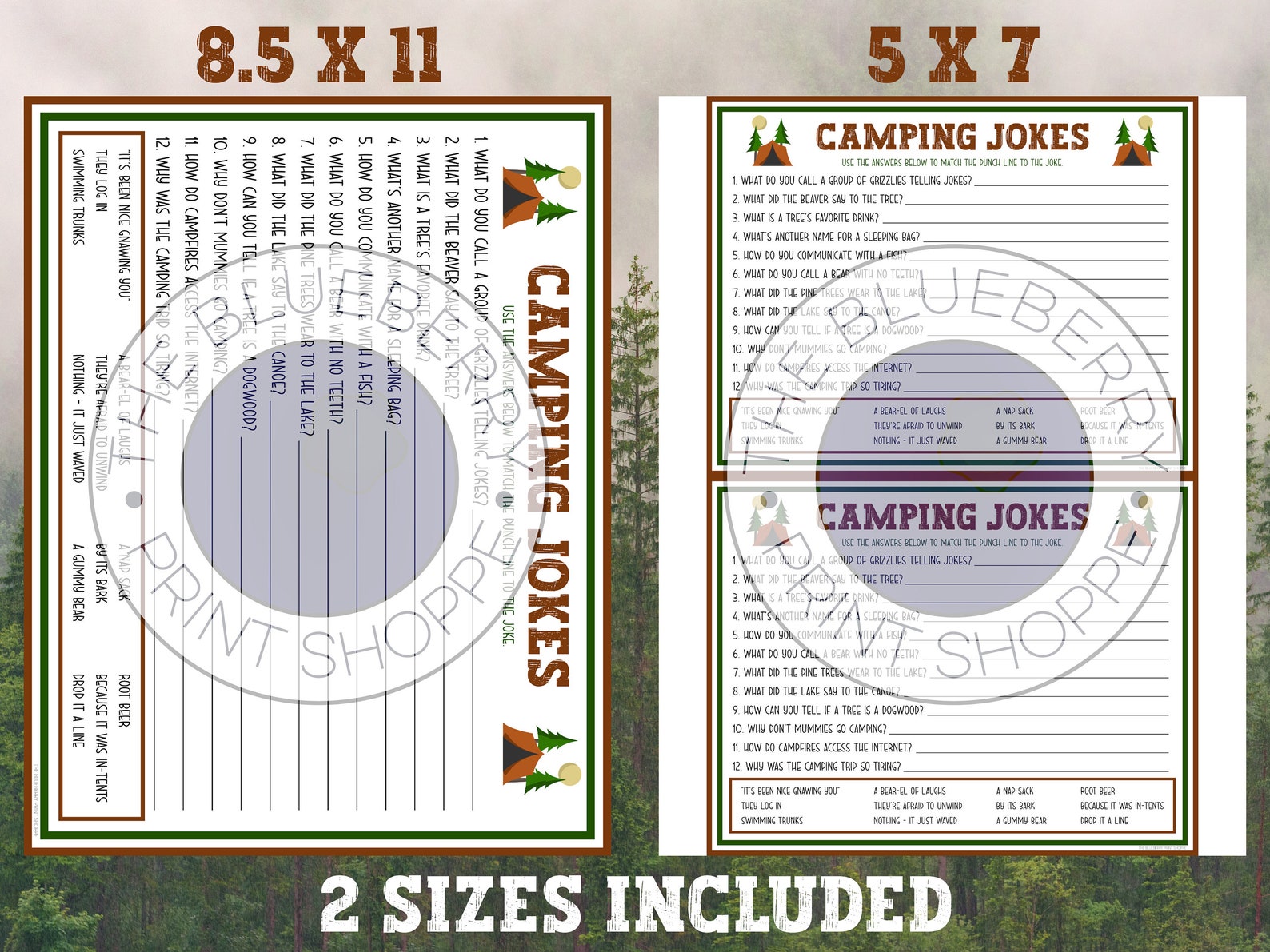 Camping Jokes Camping Game Campground Activity | Etsy