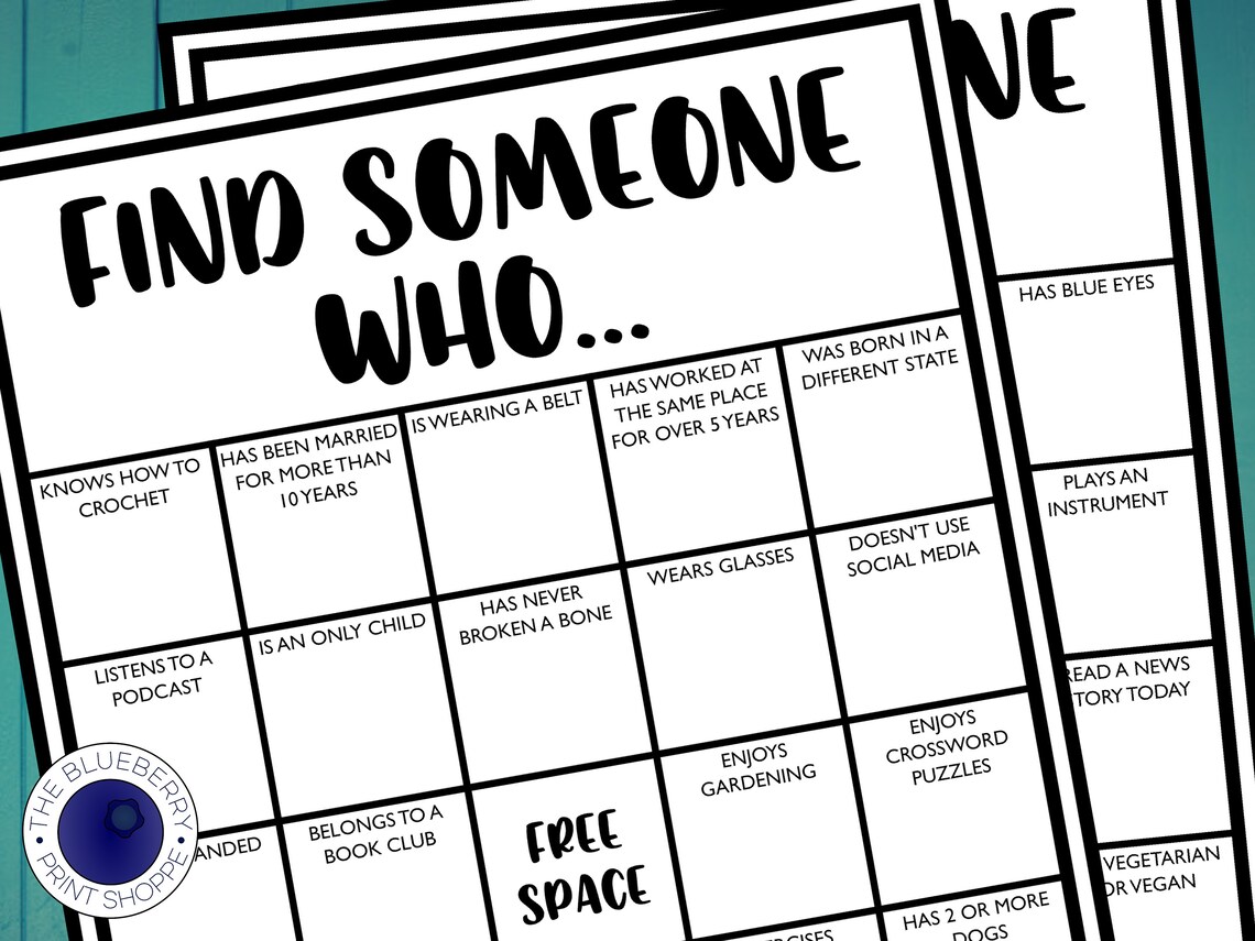 Icebreaker Bingo 2 Find Someone Who Games Human Bingo - Etsy